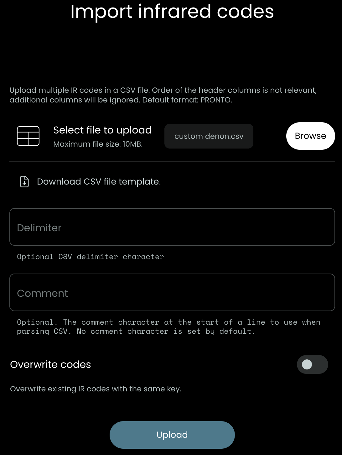Importing IR codes – Unfolded Circle Support